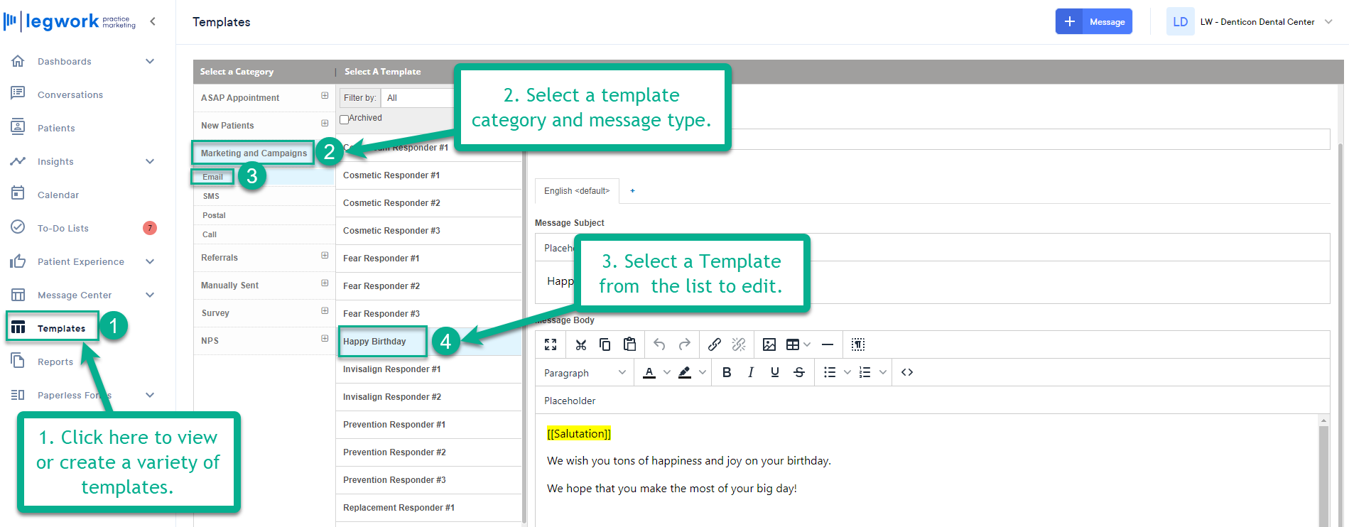 How do I edit a Text Message Template? – Legwork